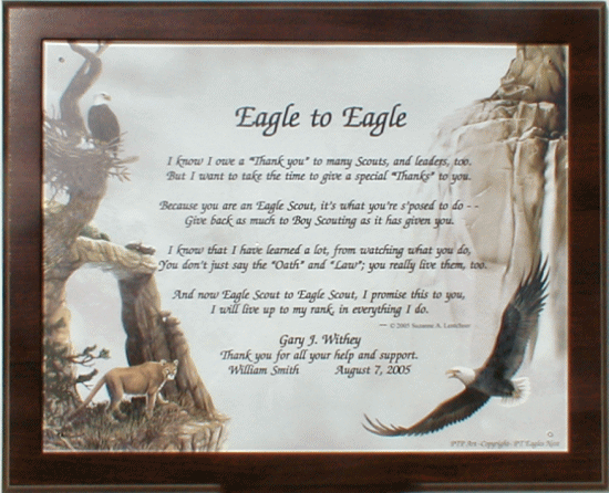 Eagle Gifts Galore/Eagle to Eagle Poem Plaque